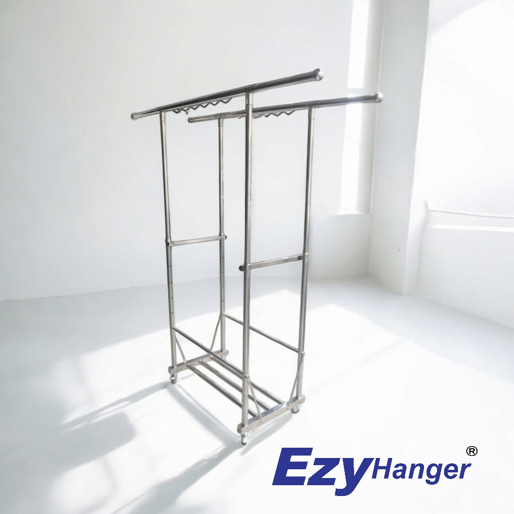 EzyHanger Stainless Steel Double-Rod Telescopic Clothes Drying Rack ...
